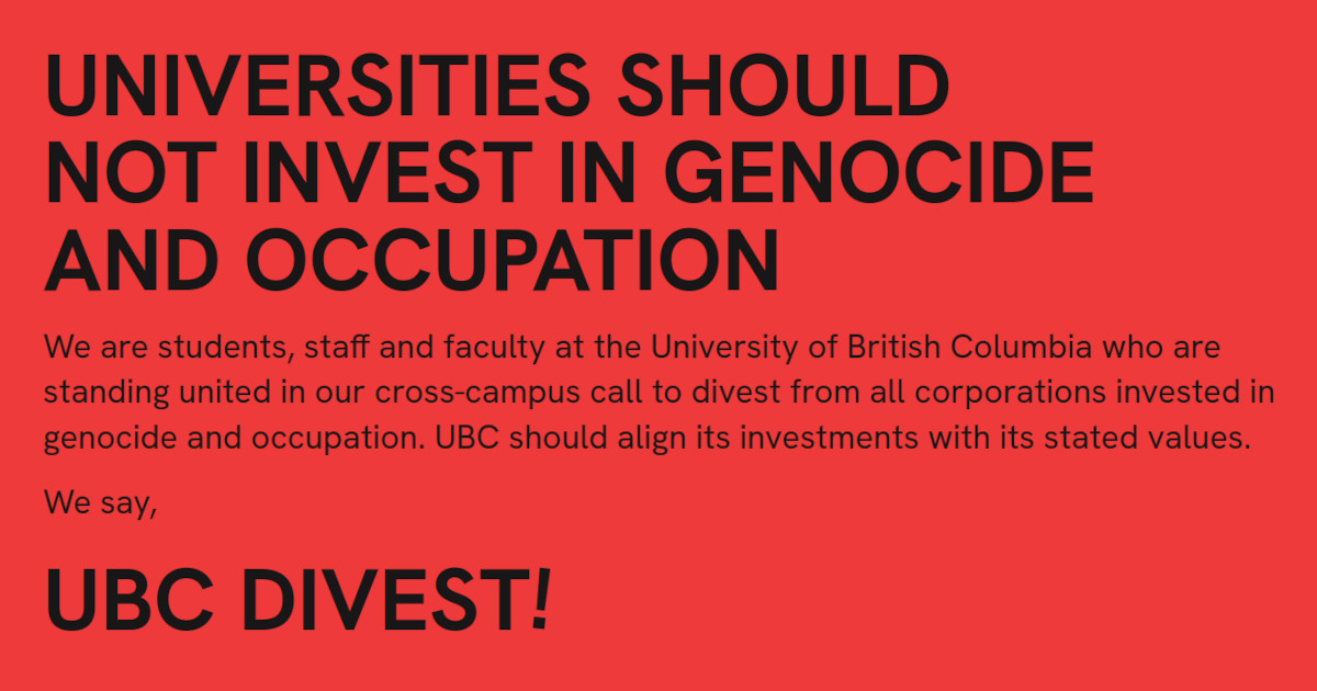 UBC DIVEST!